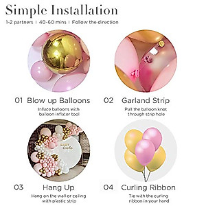 Macaron Pink Balloon Metallic Gold Balloon Ivory White Balloon 133Pcs-Balloon Arch Garland Kit for Baby Shower,Wine Party,Fiesta,Birthday,Wedding,Christmas,Reception and Engagement