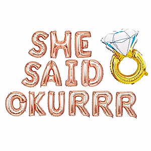JeVenis She Said Okurrr Balloon Engagement Decoration Balloon She Said Yes Balloon Wedding Proposal Decoration Proposal Banner Bridal Shower Decor Hen Party Bachelorette Party Decoration