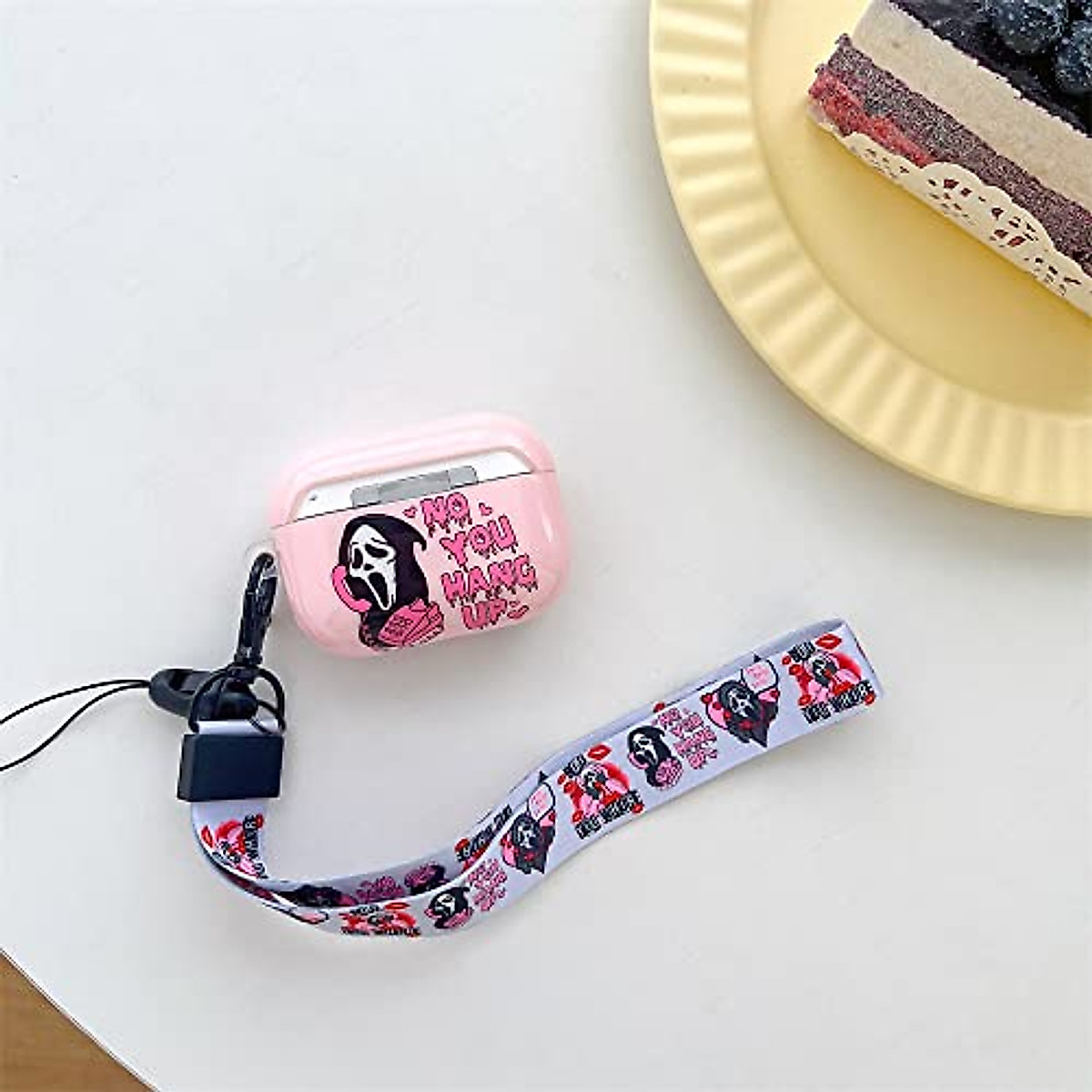 ashlvz15520 Scream Ghost Air pod pro Case/ 2nd Generation - Ghost face Air pod pro 2nd Generation Case Cover - Horror Funny Cool Case for Air Pod pro(2019) /pro 2(2022) Keychain (NO You/pro2 Pink)