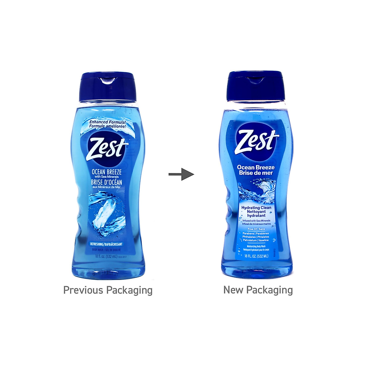 Zest Ocean Breeze Body Wash - Enriched with Sea Minerals - Rich Lathering Cleansing Body Wash Leaves Your Skin Feeling Smooth and Moisturized With an Invigorating Scent, 18 Fl Oz (Pack of 6)