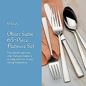 Mikasa Oliver 65-Piece 18/10 Stainless Steel Flatware Set with Serveware, Service for 12