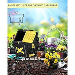 18.5 Gal Tumbling Compost Bin from BPA Free Material - Outdoor Single Rotating Chamber Composters，with Easy-Turn, Fast-Working System for Garden/Patio