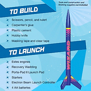 Estes - 1754 Wizard Flying Model Rocket Bulk Pack (Pack of 12) | Intermediate Rocket Kit | Step-by-Step Instructions | Science Education Kits | Great for Teachers, Youth Group Leaders and Birthdays