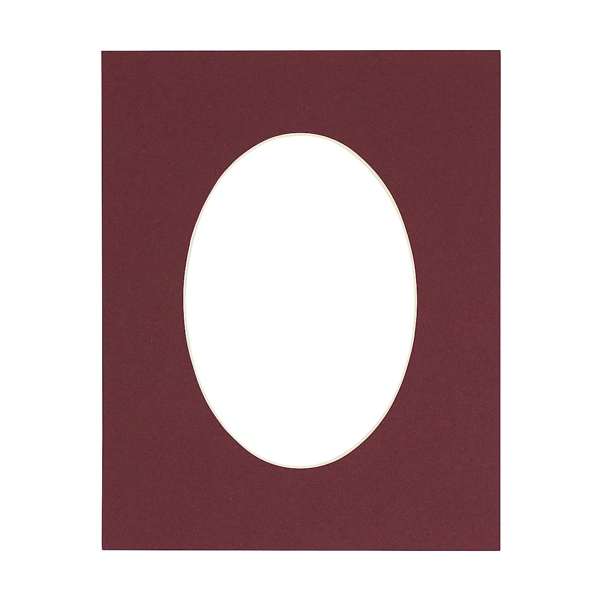 CountryArtHouse Maroon Acid Free 10x15 Oval Picture Frame Mat with White Core Bevel Cut for 8.5x11 Pictures - Fits 10x15 Frame - Pack of 1 Matboard