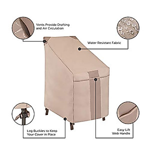 Modern Leisure 2900 Monterey Stacking Patio Chair Cover (25.5 L x 35.5 D x 45 H inches) Water-Resistant, Khaki/Fossil