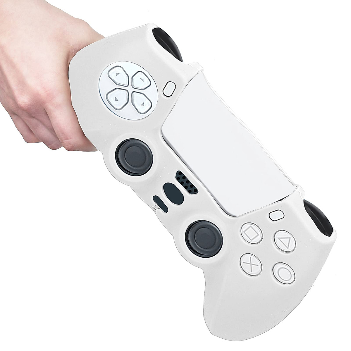 Silicone Sleeve, Removeable Dustproof Non Slip Shockproof Comfort Controller Grip Cover for PS5(white)