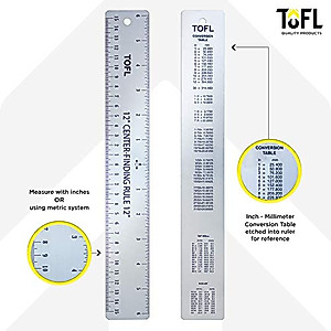 Scrap Book12 Inch Stainless Steel Center Finding Ruler Finds Exact Center Between Two Points, Ideal for Woodworking, Metal Work, Crafting, Drawing, Projects Around Home Standard - Metric