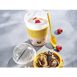 SUNGUU 4 Overnight Oats Containers with Lids Pack Yogurt Parfait Cups with Lids Reusable Take and Go Yogurt Containers with Lids and Spoons Overnight Oats Containers Breakfast on the Go Cup