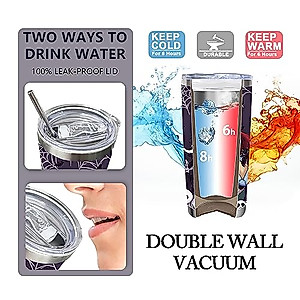 Zzkol Halloween Jack Sally Tumbler with Lid and Straw, Night. m are be. Fore Xmas Spooky Pumpkin Stainless Steel Travel Coffee Cup, 20oz Fall Autumn Double Wall Vacuum Insulated Mug Halloween Gifts