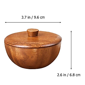Wood Bowl Nut Bowls Wooden Serving Bowl With Lid Natural Wood Kids Rice Bowl Salad Noddle Soup Dish Food Container Seasoning Holder For Home Kitchen Pepper Box Japanese Wooden Bowl