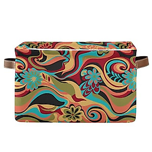 Colorful Textile Storage Basket Bins Decorative Toy Laundry Basket Organization with Handles for Playroom Living Bed Room Office Clothes Nursery,1 pcs