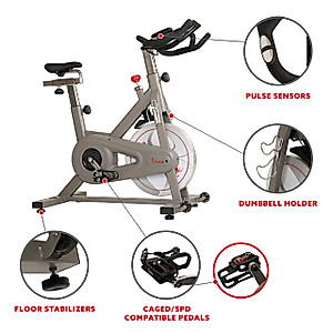 Sunny Health & Fitness Synergy Pro Magnetic Indoor Cycling Bike - SF-B1851 Silver
