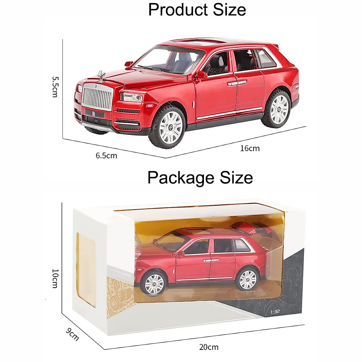 Red Rolls Royce Cullinan Toy Pull Back Vehicles Diecast Car Model with Light and Sound