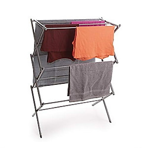 BINO | 3 Tier Foldable Drying Rack - Silver| Lightweight Steel Design, Easy Setup & Storage | Portable Steel Design | Laundry Drying Rack | Home Essential