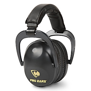 Pro Ears Ultra Sleek Passive Hearing Protection Ear Muffs, Superior Comfort for Long Gun Use, Indoor and Outdoor Range, NRR 26, Made in USA, Adjustable and Padded, Black
