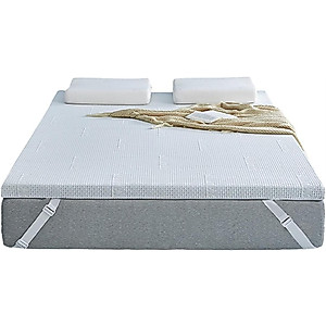 RASPIO Non-Slip Design Memory Foam Mattress Topper with Cover Foam Mattress Pad for Pressure Relief,Soft Bed Topper, with Removable Washable Cover(White 5cm,200x220cm)