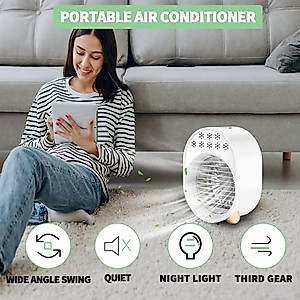 FAZHENWJ Portable Air Cooler Fan, Personal Air Cooler, 3000mAH Battery Powered Mini Air Cooler/Humidifier, Mini Humidifier Misting Fan, 3 Wind Speeds, USB Charging (White)
