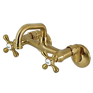 Kingston Brass GS7801TPLBS Templeton Widespread Single Handle Kitchen Faucet with Brass Sprayer, 9-7/8-Inch in Spout Reach, Polished Chrome