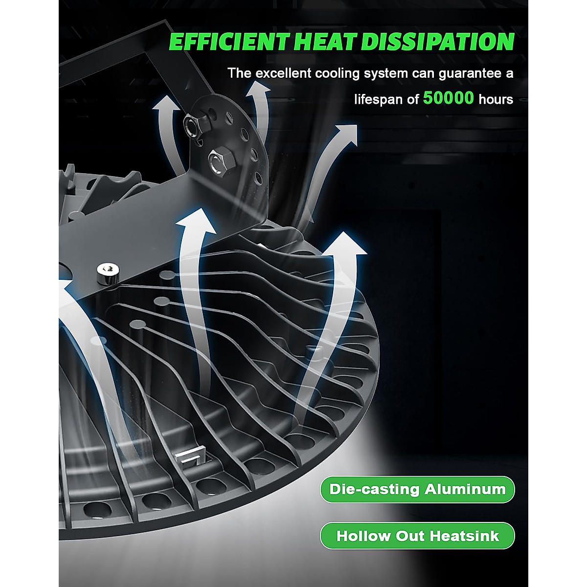 Viugreum High Bay LED Shop Lights, 500W UFO LED High Bay Light 50,000LM 120V LED High Bay Lights 5000K Daylight, Alternative to 2000W MH/HPS for Garage Workshop Barn Factory Warehouse - 10 Pack