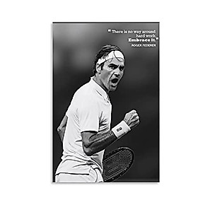 NIOKUM Roger Federer Poster The Motivational Posters For Home Decor Tennis Canvas For Boys Bedroom Gift Unframe-style 12x18inch(30x45cm)