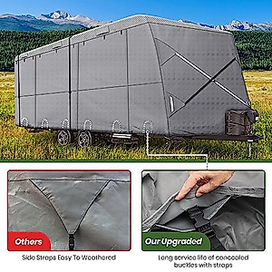 XGear Windproof Upgraded 33' - 35' RV Cover Travel Trailer Cover, Extra-Thick 5 Layers Anti-UV Top, Rip-Stop with 2PCS Extra Straps