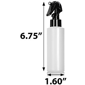 JUVITUS 4 oz / 120 ml Clear Natural Refillable Plastic Cylinder Squeeze Bottle with Black Trigger Sprayer (12 PACK)