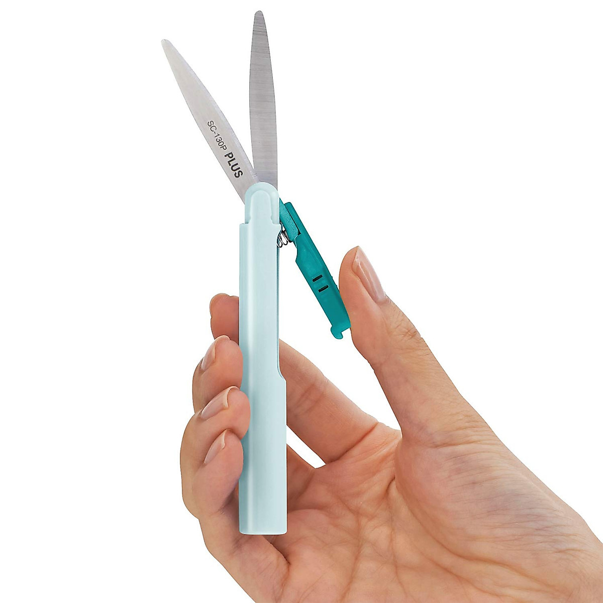 Plus Pen Style Non Stick Compact TSA Twiggy Scissors with Cover Turquoise