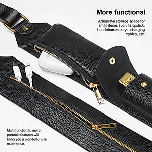 Replacement Vegetarian Leather Crossbody Strap-Adjustable Black Purse Strap,Clip & Go Shoulder Bag Strap for Handbags,Durable Thick Replacement Straps