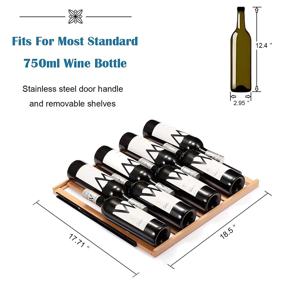 Antarctic Star 24" Wine Cooler Beverage Refrigerator Under Counter Beer Mini Fridge Built-in Freestanding Stainless Steel Dual-Layer Digital Temperature Control Glass Door…