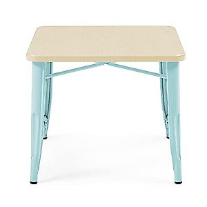 Delta Children Bistro Kids Play Table + Bistro 2-Piece Chair Set (Bundle), Aqua Metal/Natural Birch