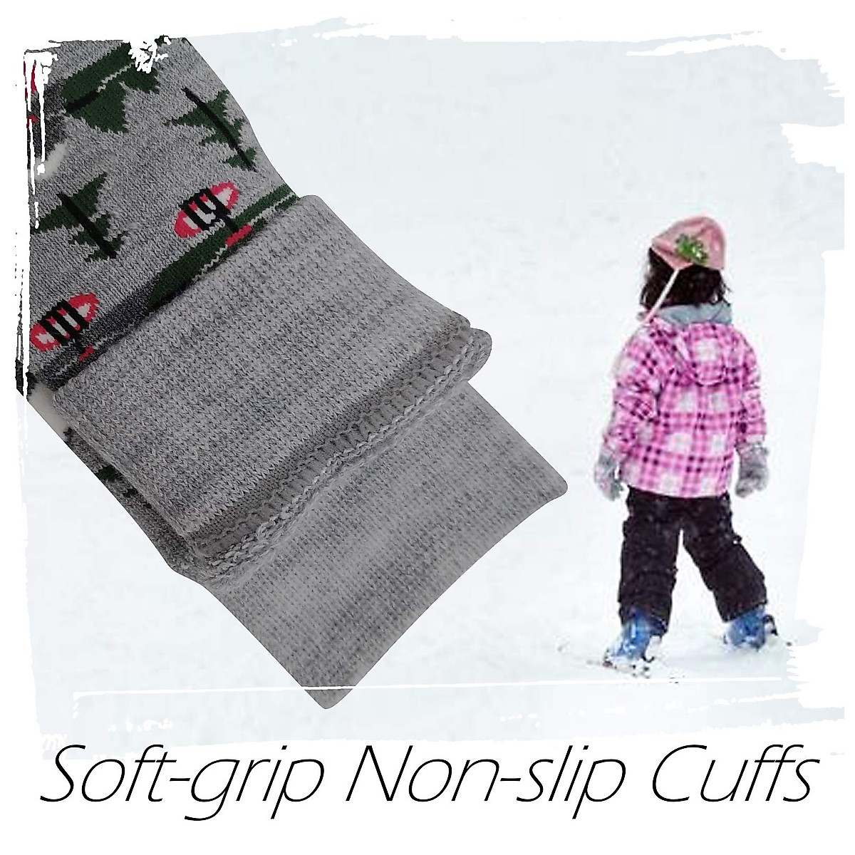 HIGHCAMP 2 Pairs Kids Merino Wool Ski Snowboard Socks Boy Girl Toddler Snow Socks/Norway Pink, S