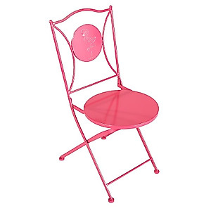 The Lakeside Collection Retro Vintage Metal Bistro Chair Patio Furniture with Flamingo Detail in Pink