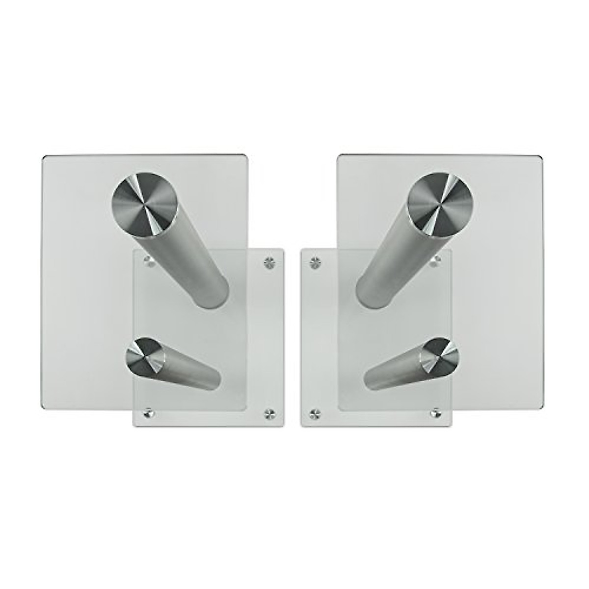 Mount-It! Floor Speaker Stands for Bookshelf Speakers and Surround Sound Home Theaters, 18 Inch High, 22 Lbs Capacity, Tempered Glass and Aluminum, Clear and Silver, One Pair