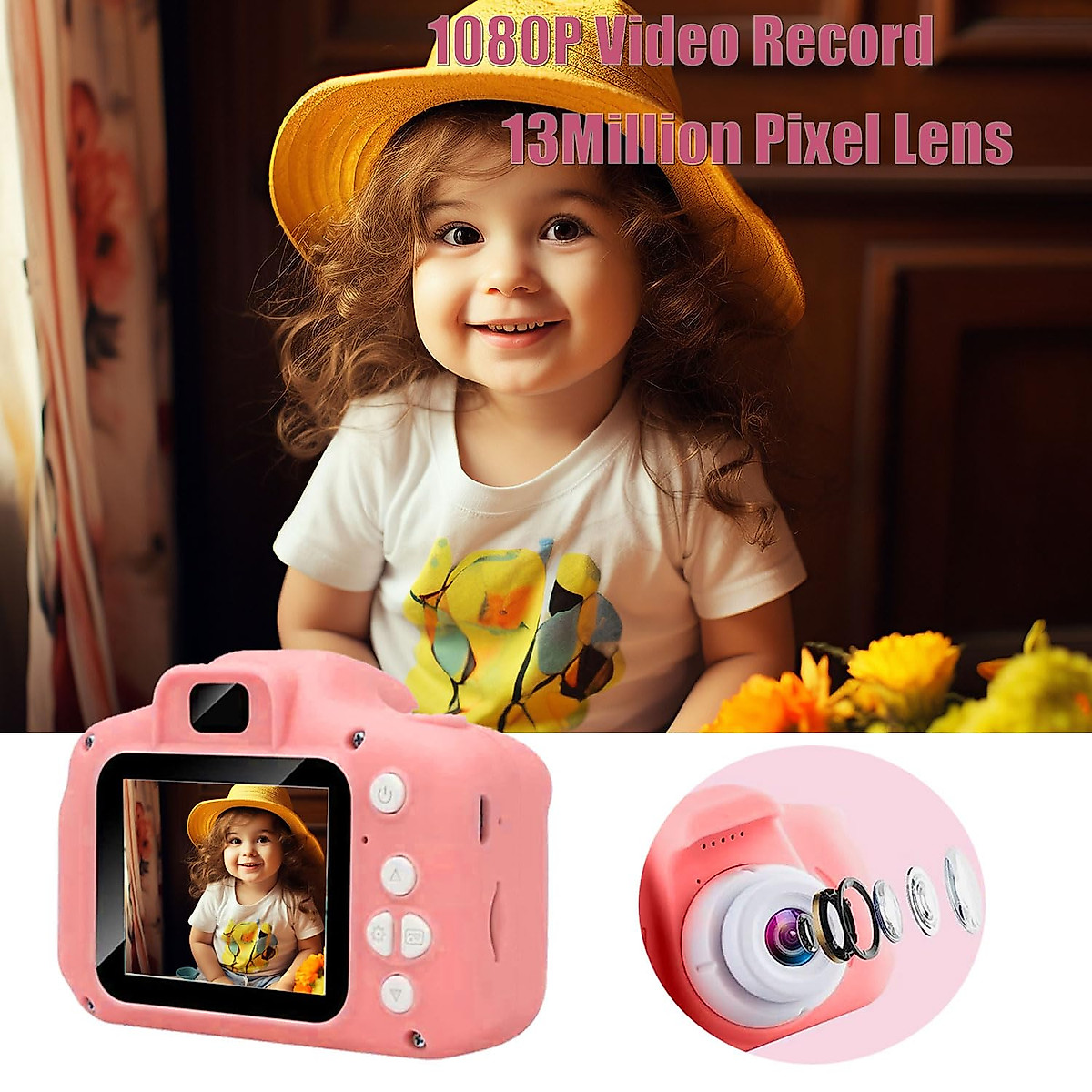 Kids Camera,Christmas Birthday Gifts for Boys and Girls Aged 3-8, Toddler Camera for Kids,Portable Toy Gifts for 3 4 5 6 7 8 Year Old, Rechargeable Kids Cameras Digital with 32GB Card