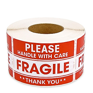 Methdic 2"x 3" Fragile Stickers 500 Labels Per Roll Strong Adhesive (Handle with Care ,Do Not Drop ,Thank You) Labels for Shipping and Moving