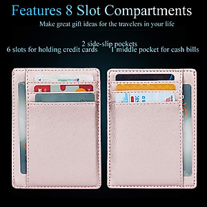 LinsCraft Leather RFID Blocking Minimalist Credit Card Holder Slim Pocket Wallets for Men Women