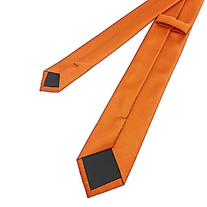 AIMENGWU Men's Skinny Tie Set Solid 2.35" (6CM) Necktie and Pocket Square Slim Orange tie Set For Men