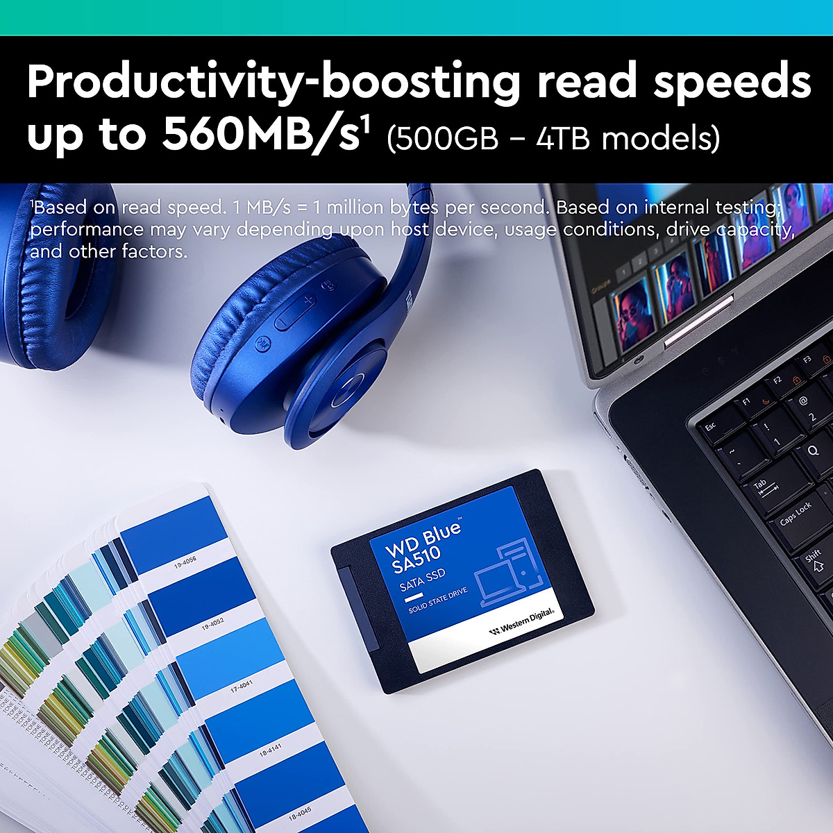 Western Digital 500GB WD Blue SA510 SATA Internal Solid State Drive SSD - SATA III 6 Gb/s, 2.5"/7mm, Up to 560 MB/s - WDS500G3B0A