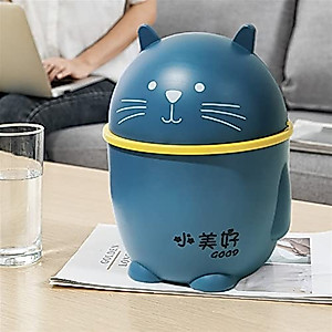 Cartoon Cat Table Plastic Trash Can Desktop Waste Box Bin Garbage Basket Home Office Supplies Dustbins Sundries Barrel Box for Home (Color : Green)