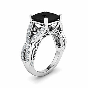 DESTINY JEWEL Black Princess Cut Diamond 2.25Ct Diamond Engagement Wedding Ring_13