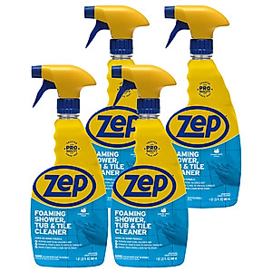 Zep Foaming Shower Tub and Tile Cleaner - 32 oz (Case of 4) ZUPFTT324 - No Scrub Formula, Breaks up Tough Buildup on Contact