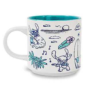 Disney Lilo & Stitch Hawaii Allover Icons Ceramic Stacking Mug | Holds 13 Ounces