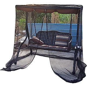 Patio Swing Mosquito Netting, Mosquito Mesh Screen, Outdoor Rectangle with Zipper Opening and roof Waterproof Tent(3 Seater 125x185x205cm)