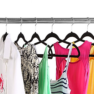 Velvet Clothes Hangers, 10 Pack Black Clothes Hangers, Non-Slip Hangers for Suit, Dress, Top Space Saving Clothing Hangers Set for Closet, Wardrobe, 360° Swivel Hook, Ultra Slim, Summer