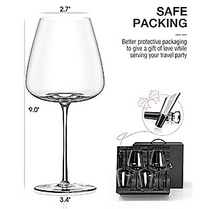 AOOE Red Wine Glasses Set of 4, Hand Blown Crystal Glasses-21 OZ,Large Burgundy Glasses- Light, Clear, Ultra-thin, Best for Wine tasting, Christmas, Anniversary, Birthday …