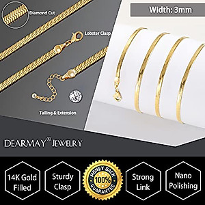 DEARMAY Gold Herringbone Necklace for Women Dainty Gold Necklace for Women Simple Gold Chain Choker Necklace for Women Minimalist Thin Snake Chain Necklaces for Teen Girl Gifts