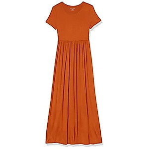 Amazon Essentials Women's Short-Sleeve Waisted Maxi Dress (Available in Plus Size), Terracotta, XX-Large