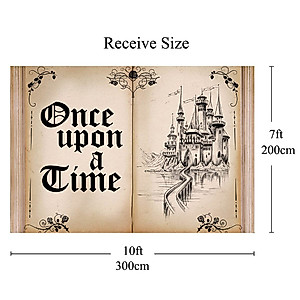 Fairy Tale Books Backdrops Once Upon a Time Ancient Castle Princess Romantic Story Photography Background Kids Baby Shower Banner Backdrop Wedding Birthday Party Cake Table Decorations 10x7ft