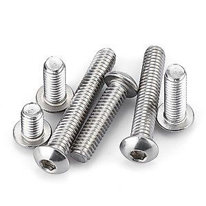 RoyceMart 1/4-20 x 1-1/2" (25 Pack) Hex Socket Button Head Cap Screws Bolts, Allen Socket Drive, 304 Stainless Steel 18-8, Bright Finish, Full Machine UNC Threads