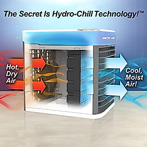 Arctic Air Pure Chill Evaporative Air Cooler By Ontel - Powerful 3-Speed Personal Space Cooler, Quiet, Lightweight And Portable For Bedroom, Office, Living Room & More